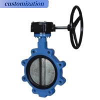 China Gas Media Double Flange Lug Butterfly Valve with EPDM/NBR Seat and Cast Ductile Iron Press Handle for sale