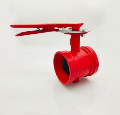 China Manual Fire Protection Signal Grooved Butterfly Valve with Centre Sealing Rubber Seal for sale