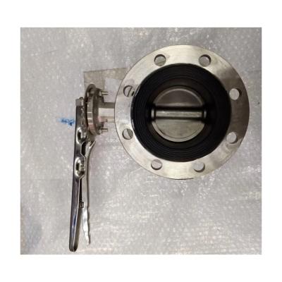 China Stainless Steel Handle Double Flange Butterfly Valve for Oil Media and Industrial for sale