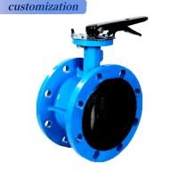 China Customized Port Size DN300 Rubber Lined EPDM Lining Flange Butterfly Valve for sale