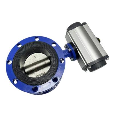 China Gas Media Epoxy Coated Ductile Iron Double Flanged Butterfly Valve with Pneumatic Actuator for sale