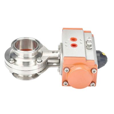 China Manual Operation 304 Stainless Steel Pneumatic Clamp Type Sanitary Butterfly Valve for sale