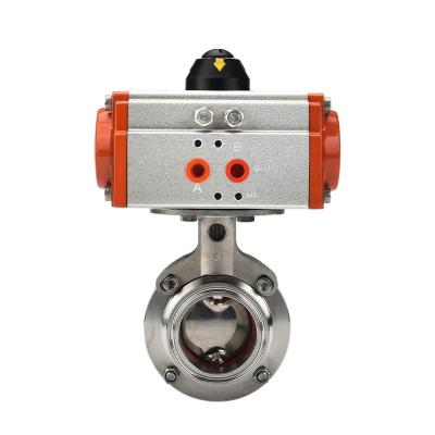 China Low Temperature DN25 1 inch Tri Clamp Pneumatic Actuated Sanitary Butterfly Valve for sale