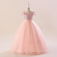 China Lovely Kids Party Wear Elegant Baby Clothing Clothes Dots Smocked Wedding Little Girl Dress for sale