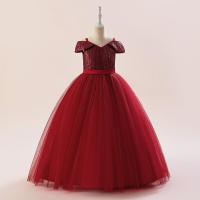 China Lovely Kids Party Wear Elegant Baby Clothing Clothes Dots Smocked Wedding Little Girl Dress for sale