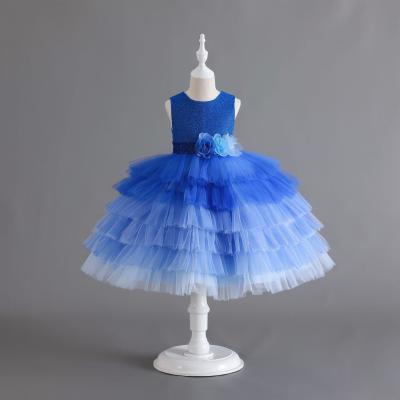 China Baby Clothes Girls Cake Party Garment Wedding Dress Progressive Color Ball Gown for sale