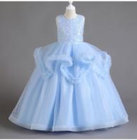 China Baby Clothes Sequin Embroidery Lace Girls Party Garment Wedding Dress Princess High Quality Fluffy for sale