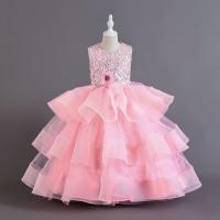 China Baby Clothes Sequin Embroidery Lace Girls Party Garment Wedding Dress Princess High Quality Fluffy Cake Dress for sale