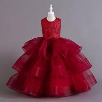 China Baby Clothes Sequin Embroidery Lace Girls Party Garment Wedding Dress Princess High Quality Fluffy Cake Dress for sale