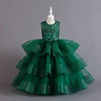China Baby Clothes Sequin Embroidery Lace Girls Party Garment Wedding Dress Princess High Quality Fluffy Cake Dress for sale