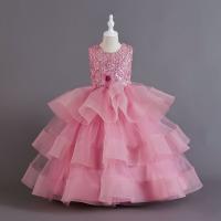 China Baby Clothes Sequin Embroidery Lace Girls Party Garment Wedding Dress Princess High Quality Fluffy Cake Dress for sale