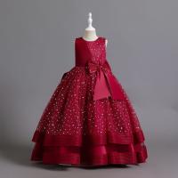 China Baby Clothes Sleeveless Sequin Embroidery Girls Party Garment Wedding Dress Princess High Quality Fluffy Dress for sale