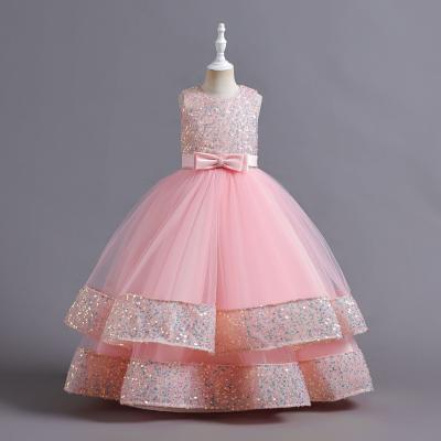 China Baby Clothes Sequin Embroidery Girls Party Garment Wedding Dress Princess High Quality Fluffy Dress for sale