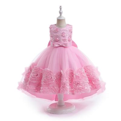China Baby Clothes Back-Long Girls Party Garment Wedding Dress Princess High Quality Fluffy Dress for sale