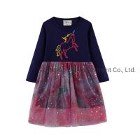 China Girls Rainbow Tulle Dress Long-Sleeve Children Cute Dress Casual Dress 2-7y for sale