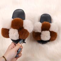 China 2021 Fashion Baby Shoes Baby House Bedroom Indoor Home Winter Warm Fox Faux Fur Fluffy Fuzzy Shoes Mother and Daughter Shoes Slipper for sale