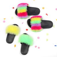 China Fashion Baby Shoes Baby House Slipper Bedroom Indoor Home Winter Warm Fox Faux Fur Fluffy Fuzzy Shoes Mother and Daughter Shoes Slipper for sale