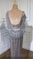 China 2021 Hot Selling Sequined Sex Beading Ball Dress Luxury Tippet Evening Party Frock Mermaid Bridesmaid Gowns Plus Size for sale
