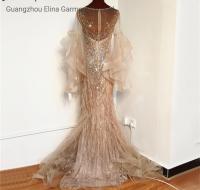 China Hot Selling Sequined Sex Beading Ball Dress Luxury Feather Evening Party Dress Mermaid Bridesmaid Gowns Plus Size for sale