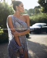 China 2021 Hot Selling Sequined Sex Beading Ball Dress Luxury One Shoulder Evening Party Frock Mermaid Bridesmaid Gowns 5 Colors for sale