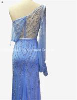 China 2021 Hot Selling Sequined Sex Beading Ball Dress Luxury One Shoulder Evening Party Frock Mermaid Bridesmaid Gowns 5 Colors for sale
