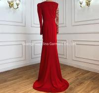 China 2021 Hot Selling Sex Beading Ball Dress Luxury Red Evening Party Frock Mermaid Bridesmaid Gowns Plus Size for sale
