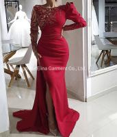 China 2021 Hot Selling Sex Beading Ball Dress Luxury Red Evening Party Frock Mermaid Bridesmaid Gowns Plus Size for sale