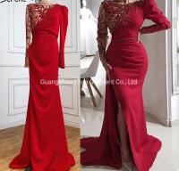 China 2021 Hot Selling Sex Beading Ball Dress Luxury Red Evening Party Frock Mermaid Bridesmaid Gowns Plus Size for sale