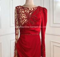 China 2021 Hot Selling Sex Beading Ball Dress Luxury Red Evening Party Frock Mermaid Bridesmaid Gowns Plus Size for sale