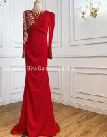 China 2021 Hot Selling Sex Beading Ball Dress Luxury Red Evening Party Frock Mermaid Bridesmaid Gowns Plus Size for sale