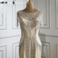 China 2021 Hot Selling Sequined Sex Stone Ball Dress Luxury Evening Party Frock Mermaid Bridesmaid Gowns Plus Size for sale