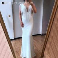 China 2021 Hot Selling Sequined Sex Beading Ball Dress Luxury Tassels Evening Party Frock Mermaid Bridesmaid Gowns Plus Size for sale