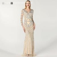 China 2021 New Arrival Sequined Sex Beading Ball Dress Luxury Evening Party Frock Bridesmaid Gowns Plus Size Hot for sale