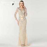China 2021 New Arrival Sequined Sex Beading Ball Dress Luxury Evening Party Frock Bridesmaid Gowns Plus Size Hot for sale