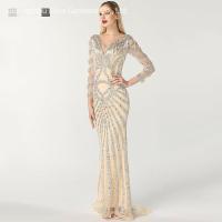 China 2021 New Arrival Sequined Sex Beading Ball Dress Luxury Evening Party Frock Bridesmaid Gowns Plus Size Hot for sale