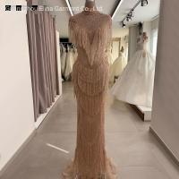 China 2021 New Arrival Sequined Sex Beading Ball Dress Luxury Tassels Evening Party Frock Bridesmaid Gowns Plus Size Hot for sale