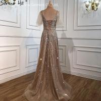 China 2021 New Arrival Sequined Sex Beading Ball Dress Luxury Champagne Evening Party Frock Bridesmaid Gowns Plus Size Hot for sale