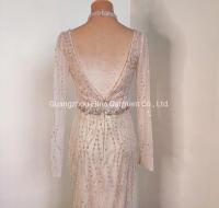 China 2021 New Arrival Sequined Sex Beading Ball Dress Luxury Champagne Long-Sleeve Evening Party Frock Bridesmaid Gowns Plus Size Hot for sale