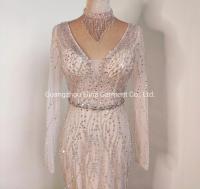 China 2021 New Arrival Sequined Sex Beading Ball Dress Luxury Champagne Long-Sleeve Evening Party Frock Bridesmaid Gowns Plus Size Hot for sale