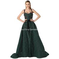 China 2021 New Slip Sex Beading Ball Dress Luxury Green Lace Evening Party Frock Bridesmaid Gowns Plus Size Hot for sale