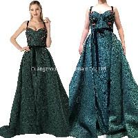 China 2021 New Slip Sex Beading Ball Dress Luxury Green Lace Evening Party Frock Bridesmaid Gowns Plus Size Hot for sale