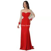 China 2021 New Arrival Sequined Sex Beading Red Evening Dress Luxury Party Frock Bridesmaid Gowns Plus Size Hot for sale