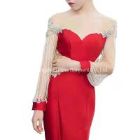 China 2021 New Arrival Sequined Sex Beading Red Evening Dress Luxury Party Frock Bridesmaid Gowns Plus Size Hot for sale