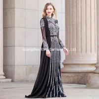 China 2021 Muslim New Arrival Sequined Stone Sex Beading Evening Dress Luxury Party Frock Bridesmaid Gowns Plus Size Hot for sale