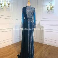 China 2021 Muslim New Arrival Sequined Stone Sex Beading Evening Dress Luxury Party Frock Bridesmaid Gowns Plus Size Hot for sale