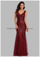 China Sequined Add Net Sex Beading Ball Dress Luxury V Neck Evening Party Dress Mermaid Bridesmaid Gowns for sale