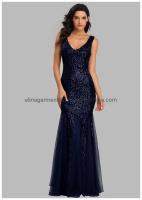China Sequined Add Net Sex Beading Ball Dress Luxury V Neck Evening Party Dress Mermaid Bridesmaid Gowns for sale