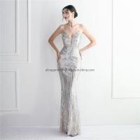 China 2023 New High Quality Evening Party Prom Women Dress Sequin Split Skirt Women Sexy Skinny Wedding Dress for sale