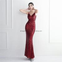 China 2023 New High Quality Evening Party Prom Women Dress Sequin Split Skirt Women Sexy Skinny Wedding Dress for sale