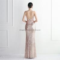 China 2023 New High Quality Evening Party Prom Women Dress Sequin Split Skirt Women Sexy Skinny Wedding Dress for sale